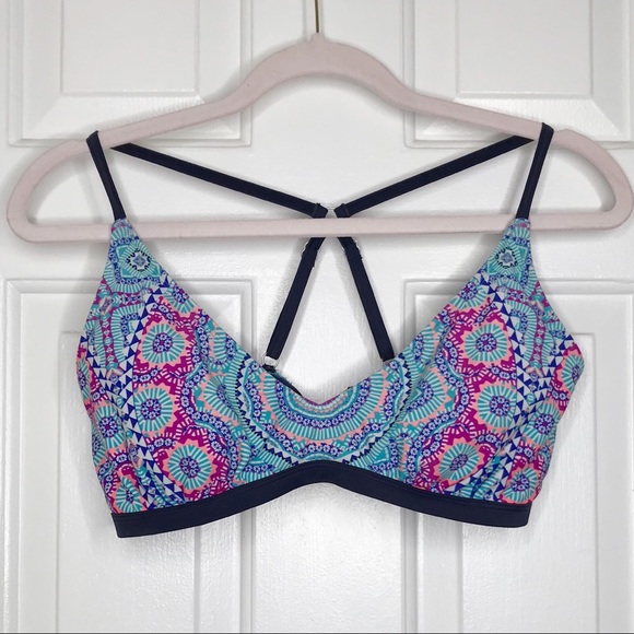 Athleta | Swim | Athleta Blue Pink Bikini Top 36d 36dd Large | Poshmark